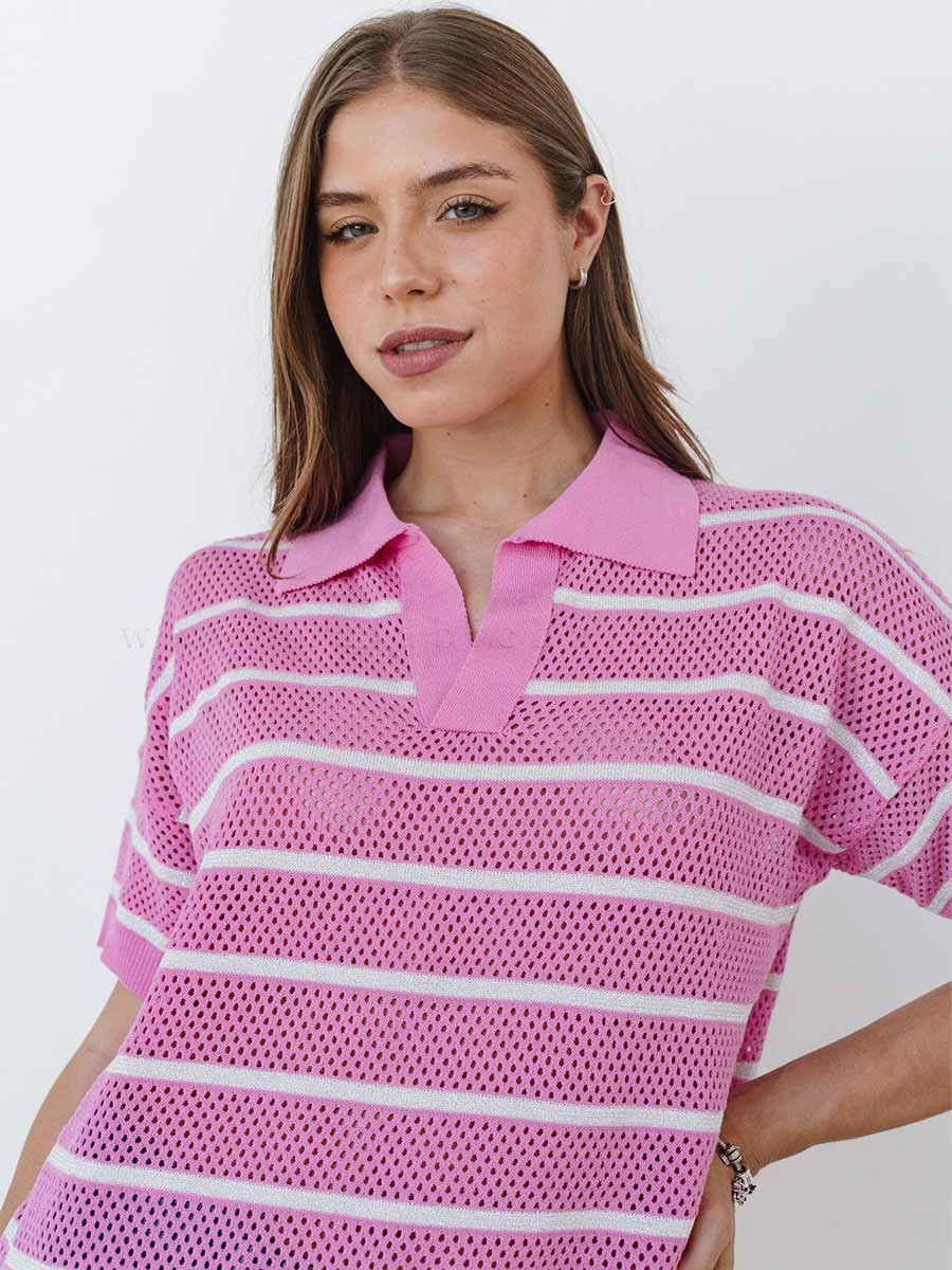 CHOMBA RAYADA CON LUREX HILO LYCRA